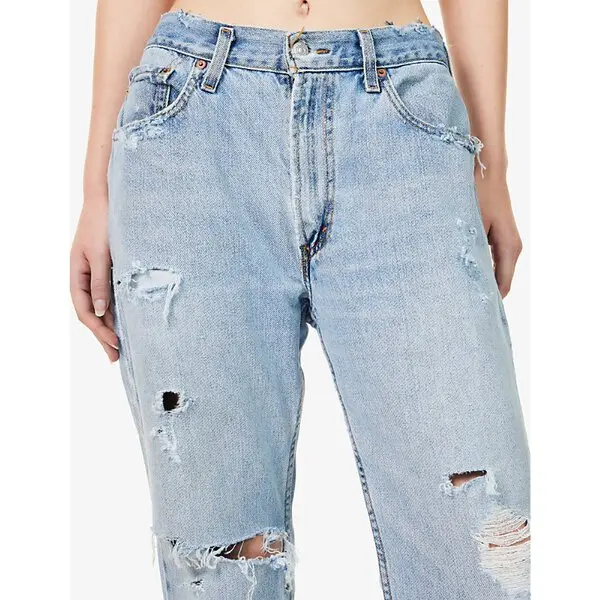 CASEY JEAN BY JEAN VINTAGE Distressed Straight-leg Mid-rise Jeans