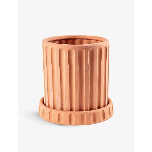 SELETTI Antonio Aricò Magna Graecia Dorico Column-pattern Terracotta Vase 30cm - One-color