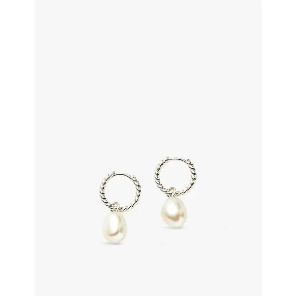 MISSOMA Pearl Twisted Rhodium-plated Sterling Hoop Earrings - Silver