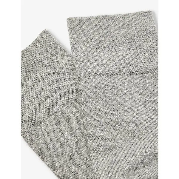 Falke Ribbed-cuff Cotton-blend Crew Socks - Light Greymel.