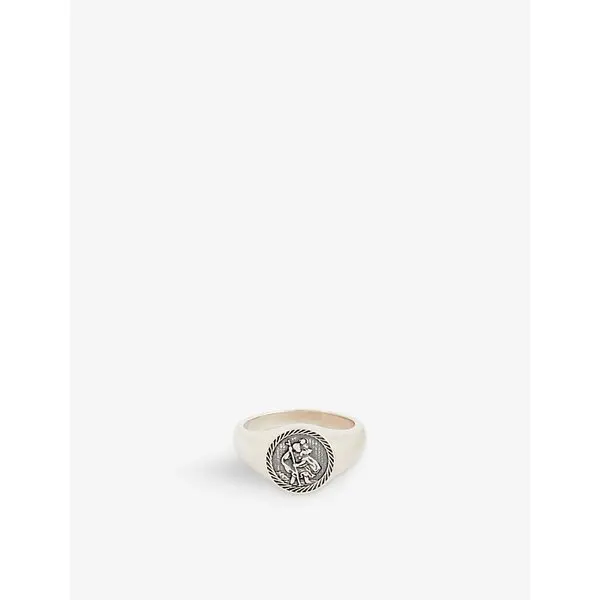 SERGE DENIMES St. Christopher Embossed Sterling Ring - Silver