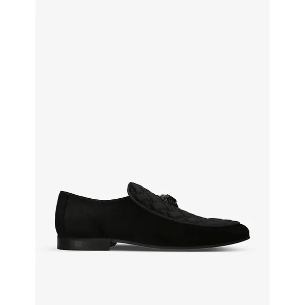 Kurt Geiger Eagle-embellished Quilted Velvet Loafers - Black/comb