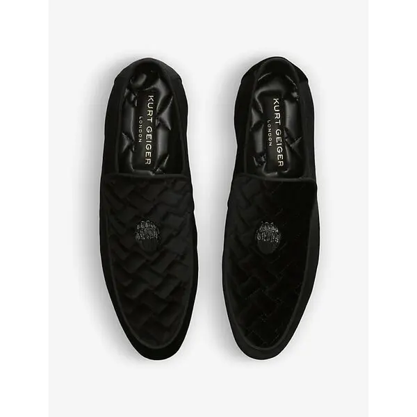 Kurt Geiger Eagle-embellished Quilted Velvet Loafers - Black/comb
