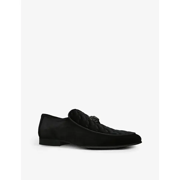 Kurt Geiger Eagle-embellished Quilted Velvet Loafers - Black/comb