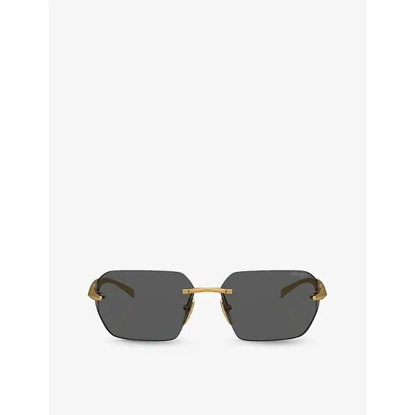 Prada Pr A56s Irregular-frame Metal Sunglasses - Gold