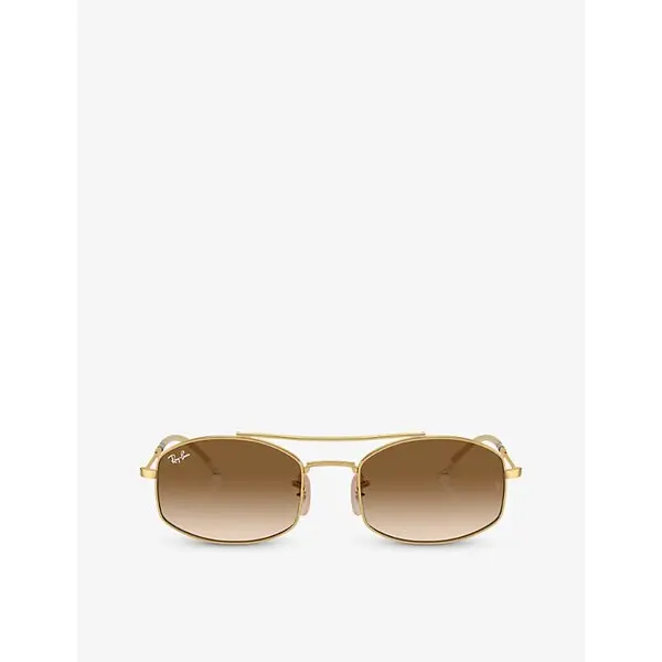 Ray-ban Rb3719 Oval-frame Sunglasses - Gold