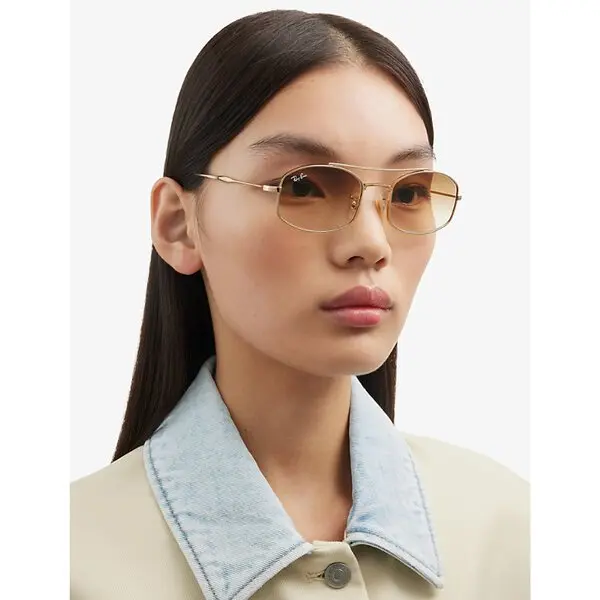 Ray-ban Rb3719 Oval-frame Sunglasses - Gold