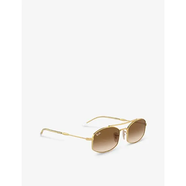 Ray-ban Rb3719 Oval-frame Sunglasses - Gold
