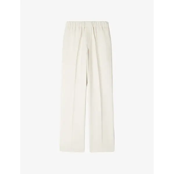 Sandro Elasticated-waist Wide-leg Stretch-woven Trousers - Ecru