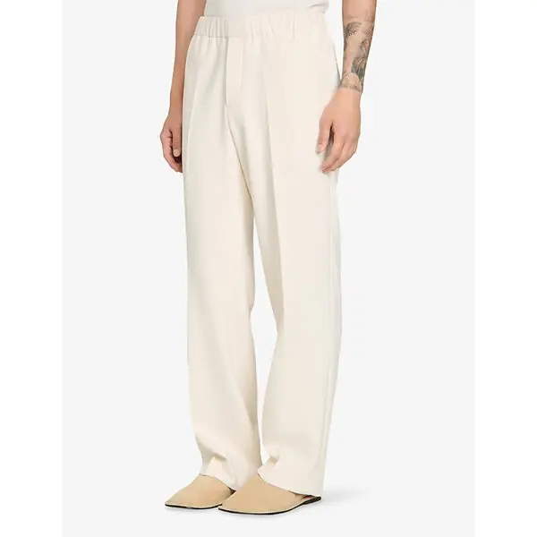 Sandro Elasticated-waist Wide-leg Stretch-woven Trousers - Ecru