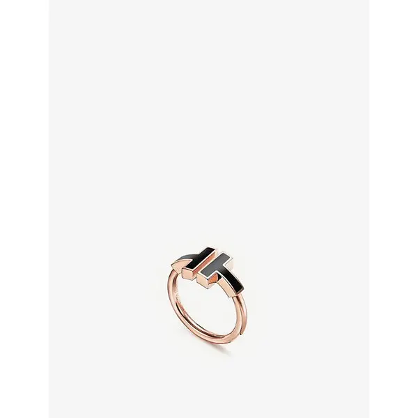 Tiffany & Co. T Square Ring With Onyx In 18ct - Rose Gold