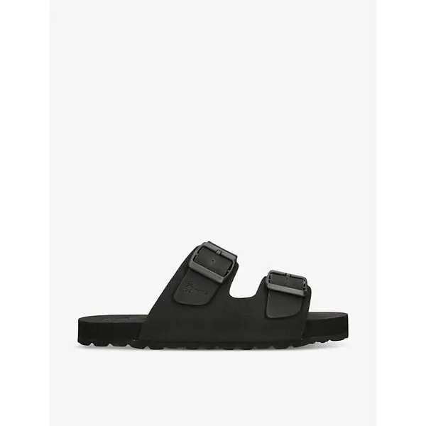 Manebí Honolulu Nordic Double-strap Flat Leather Sandals - Black