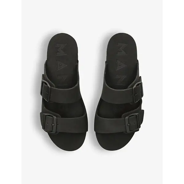 Manebí Honolulu Nordic Double-strap Flat Leather Sandals - Black