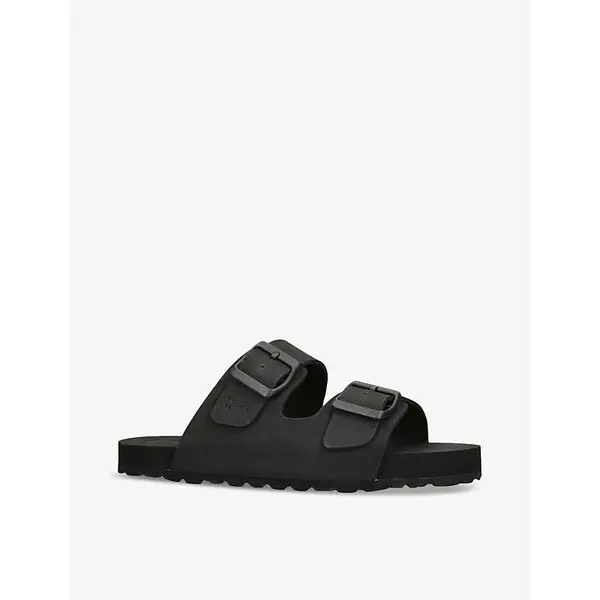Manebí Honolulu Nordic Double-strap Flat Leather Sandals - Black
