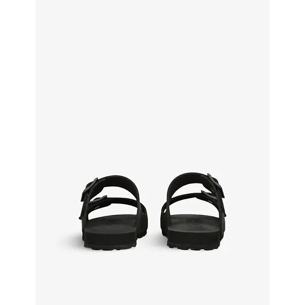 Manebí Honolulu Nordic Double-strap Flat Leather Sandals - Black