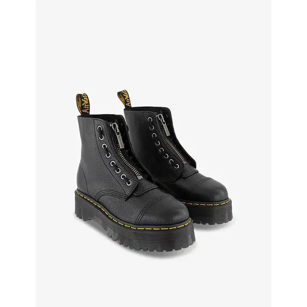 Dr. Martens Sinclair Tonal-stitched Zip-up Leather Ankle Boots - Black Milled