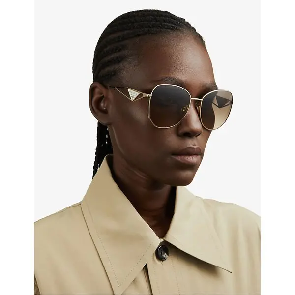 Prada Pr 57ys Aviator Sunglasses - Gold