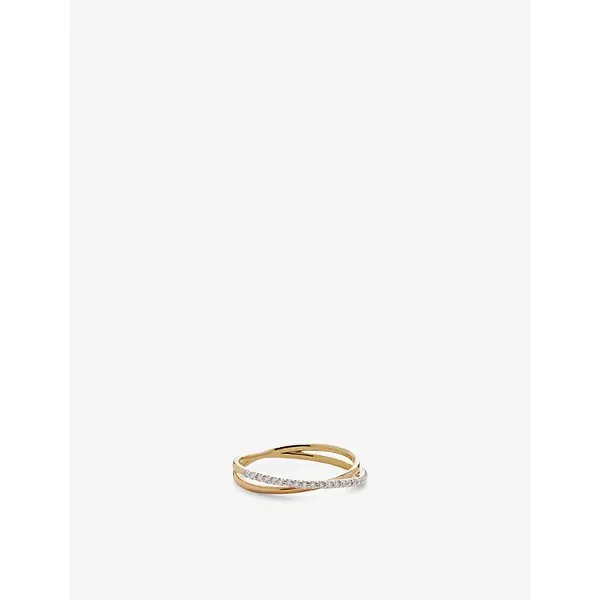 Monica Vinader Crossover Diamond Ring - Yellow Gold