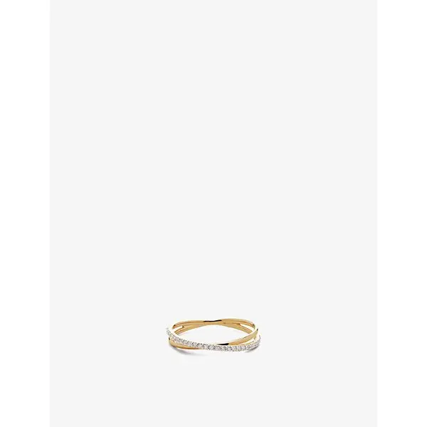 Monica Vinader Crossover 14ct Yellow-gold And Diamond Ring - Yellow Gold