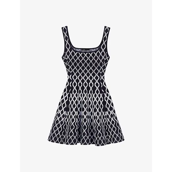 Maje Square-neck Geometric-pattern Mini Dress