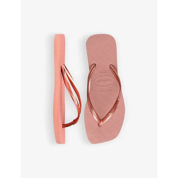 Havaianas Slim Square-toe Rubber Flip Flops - Crocus Rose