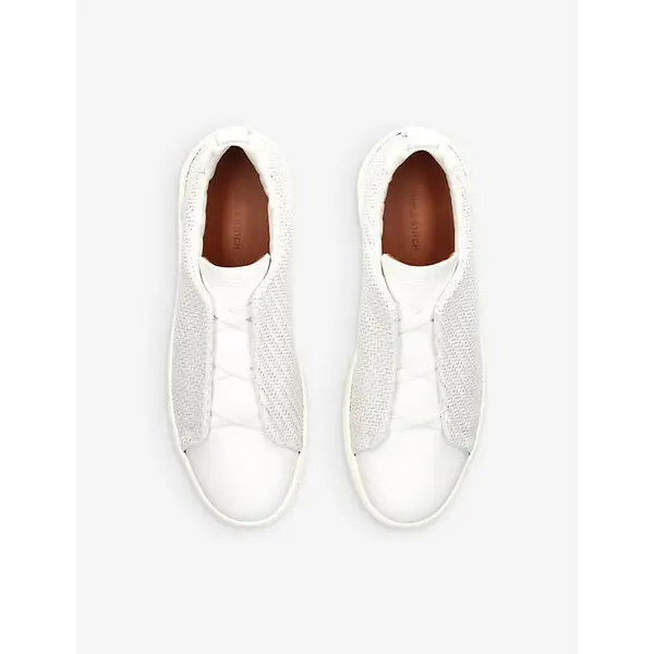 Zegna Triple Stitch Interwoven Leather Low-top Trainers