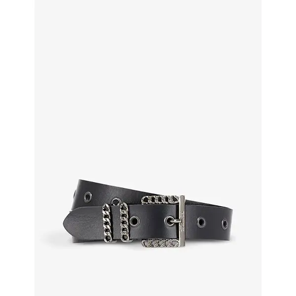 The Kooples Chain-embellished Leather Belt - Black
