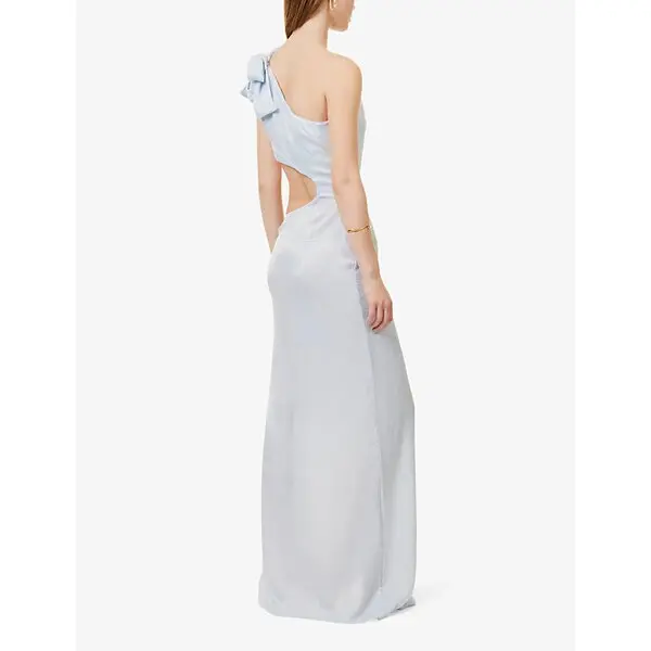 Gracejacob Athena Shimmer Cut-Out Woven Maxi Dress In Blue - 87% Off |  Editorialist