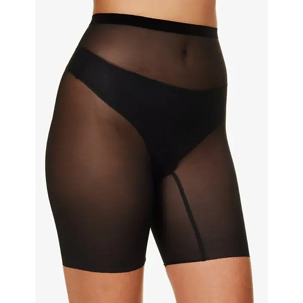 Wolford Semi-sheer High-rise Stretch-tulle Shorts - Black