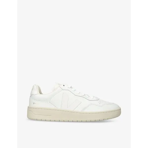 VEJA V-90 Logo-embroidered Low-top Leather Sneakers - White