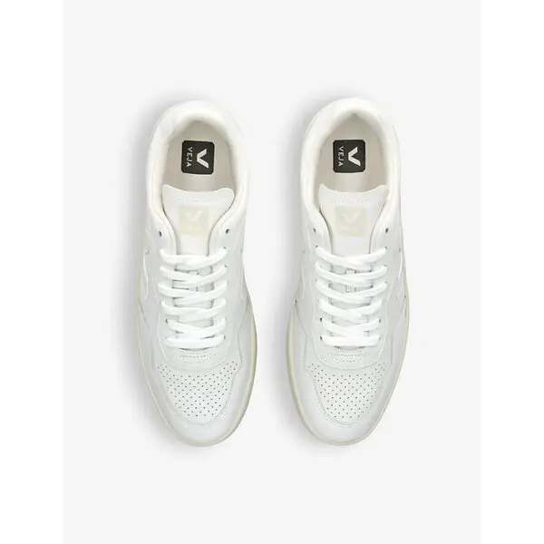 VEJA V-90 Logo-embroidered Low-top Leather Sneakers - White