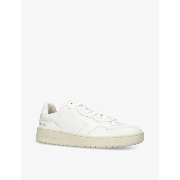 VEJA V-90 Logo-embroidered Low-top Leather Sneakers - White