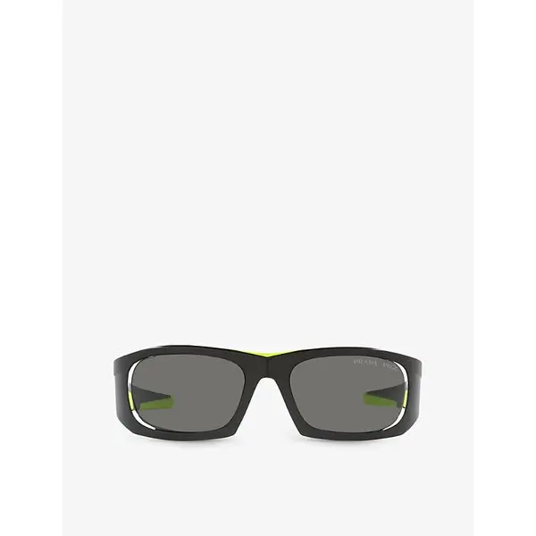 Prada 8056597766319 Wraparound-frame Acetate Sunglasses