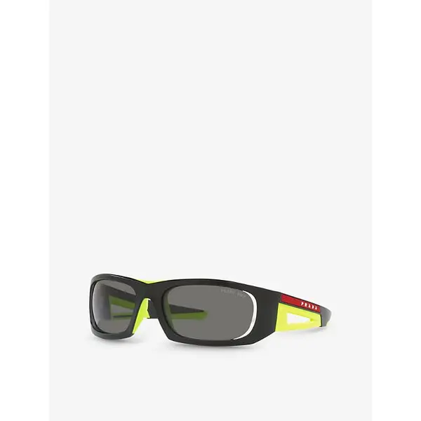 Prada 8056597766319 Wraparound-frame Acetate Sunglasses