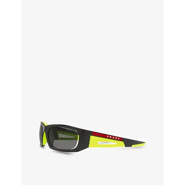 Prada 8056597766319 Wraparound-frame Acetate Sunglasses