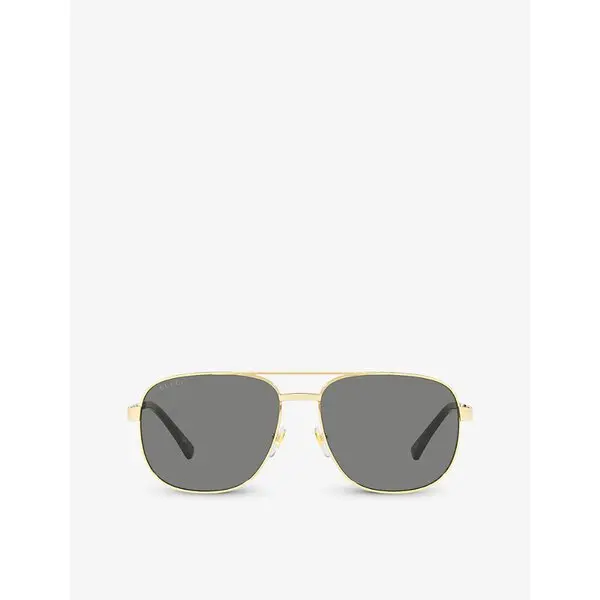 Gucci Gc001969 Gg1223s Pilot-frame Sunglasses - Gold