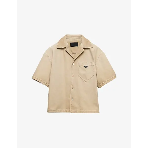 Prada Triangle-logo Boxy-fit Bull-denim Shirt