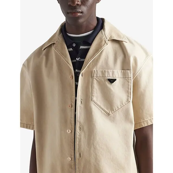 Prada Triangle-logo Boxy-fit Bull-denim Shirt
