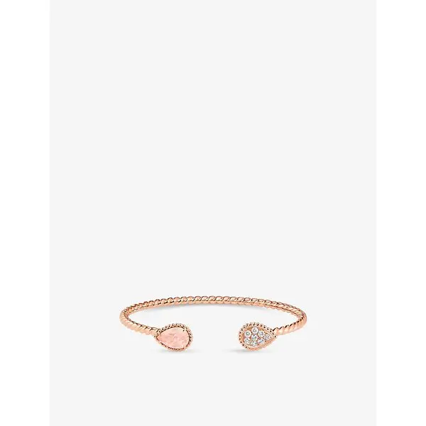 Boucheron Serpent Bohème Diamond And Pink Quartz Bracelet - Rose Gold