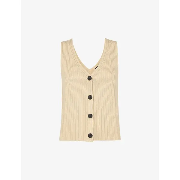 Whistles Button-front Stretch-cotton Tank