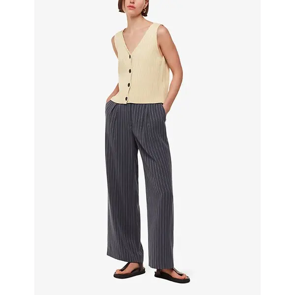 Whistles Button-front Stretch-cotton Tank