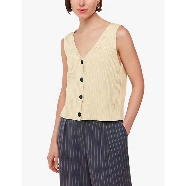 Whistles Button-front Stretch-cotton Tank