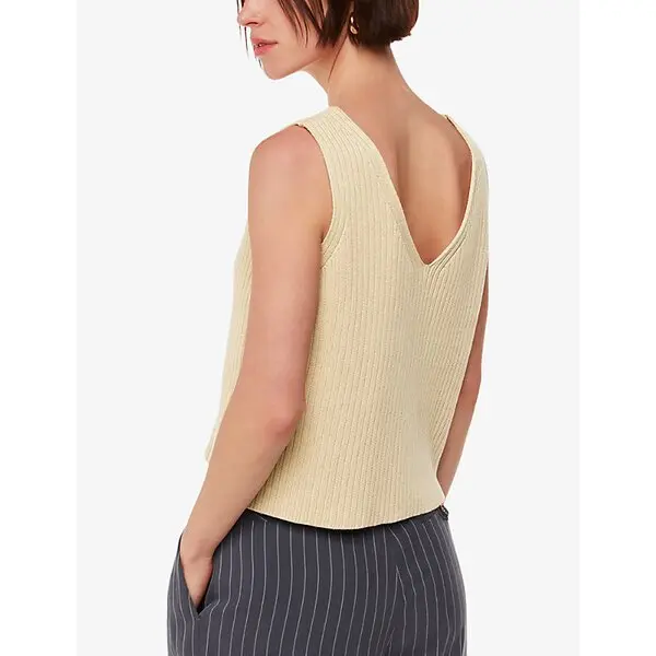 Whistles Button-front Stretch-cotton Tank