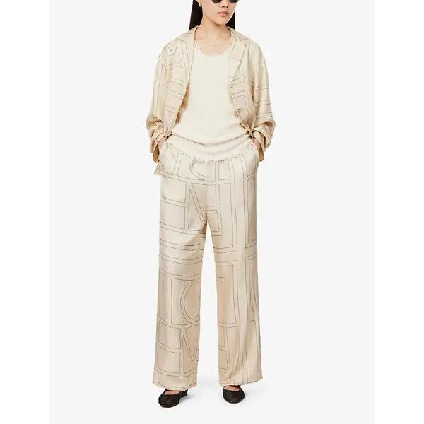 TOTEME Oversized Camp-collar Silk-twill Shirt - Ivory Monogram