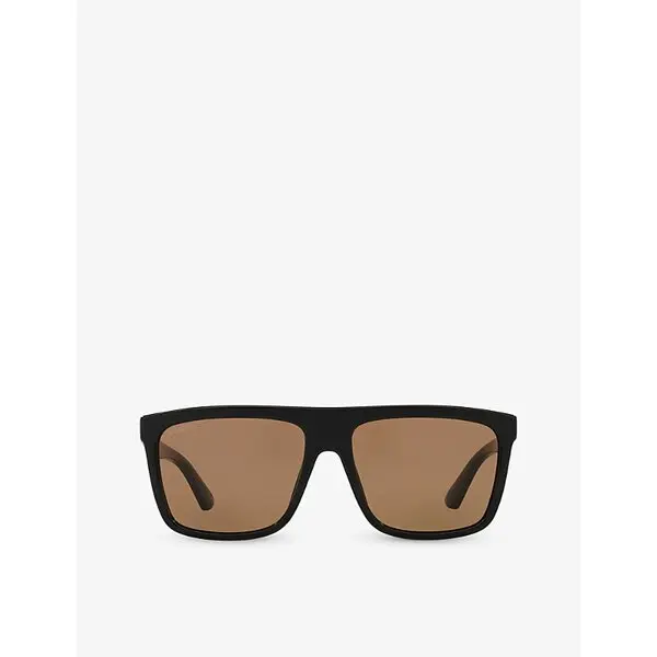 Gucci Gg0748s Rectangle Sunglasses - Gold