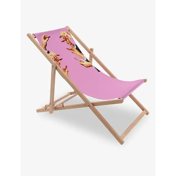 SELETTI Wears Toiletpaper Lipsticks Beech-wood And Canvas Deckchair 87cm - One-color