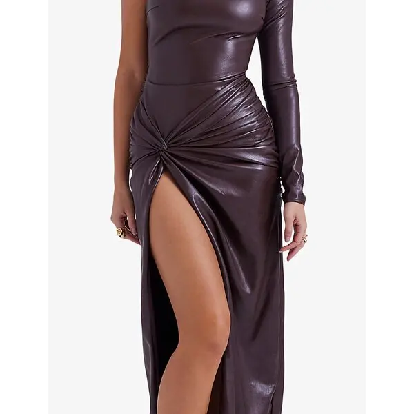 House Of Cb Octavia Faux-Leather Maxi Dress - Cocoa | Editorialist