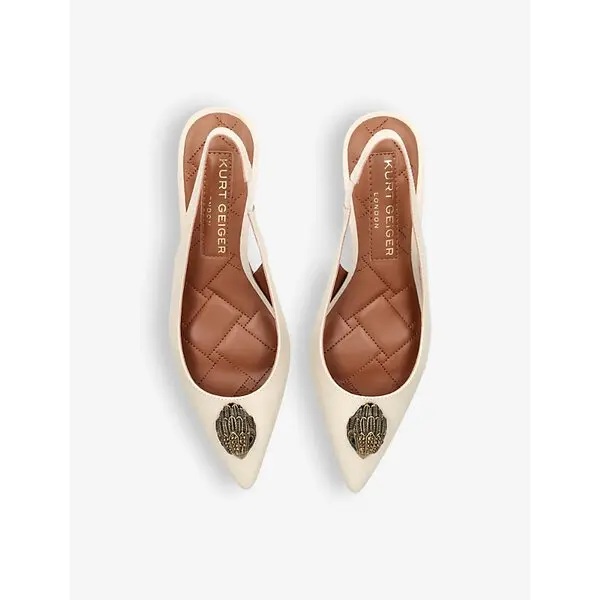 Kurt Geiger Eagle-embellished Leather Heeled Slingbacks - Bone