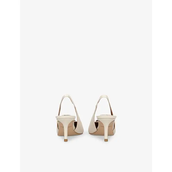Kurt Geiger Eagle-embellished Leather Heeled Slingbacks - Bone