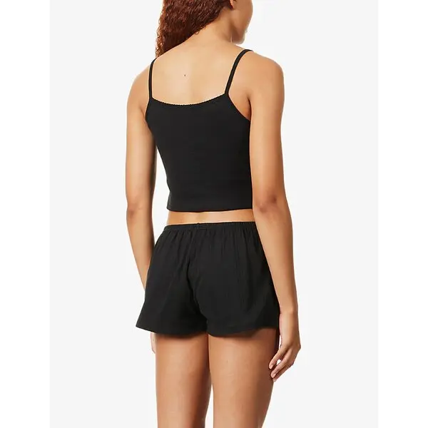 COU COU Pointelle Knitted Cotton Shorts - 2black